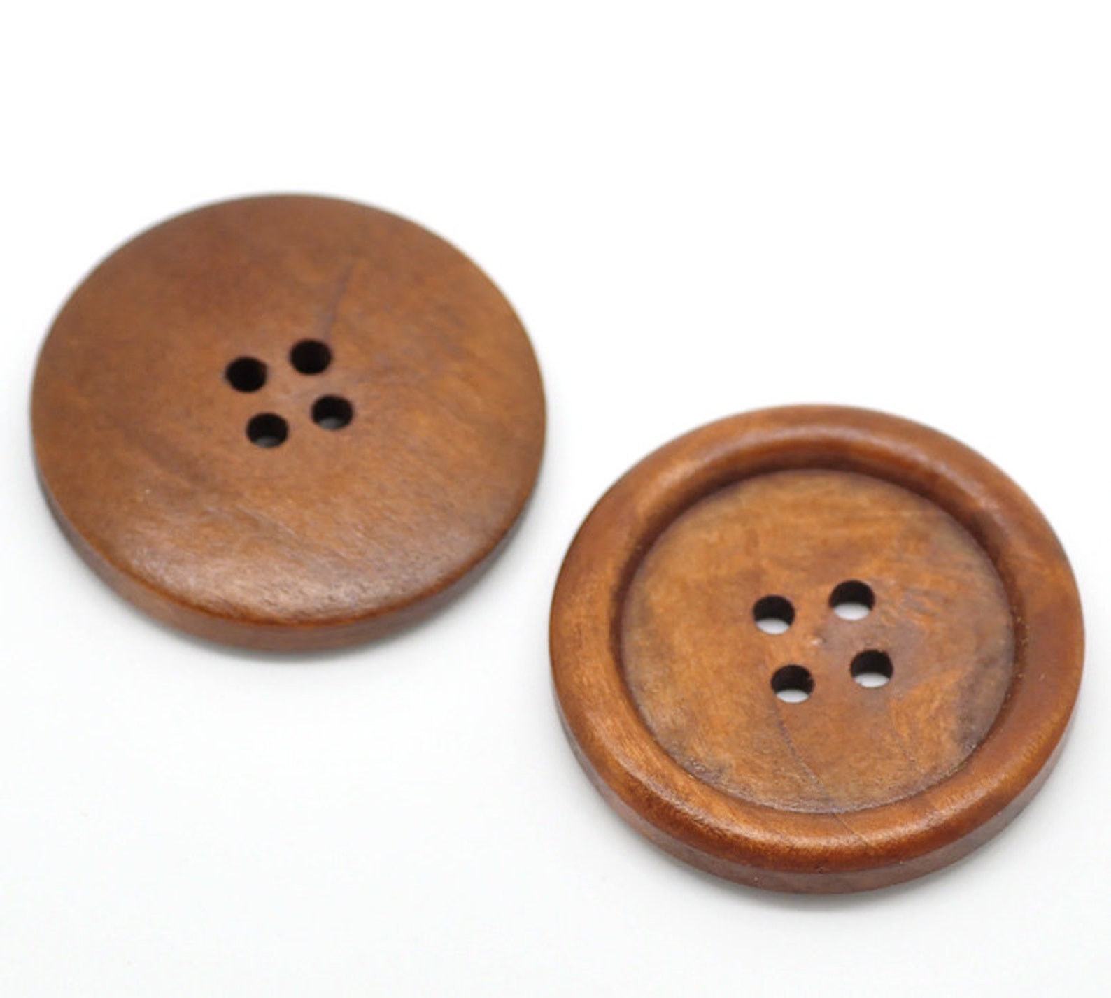 Large Reddish Brown Wooden Button - 30mm - 1 1/8 Inch - Wood Buttons ...
