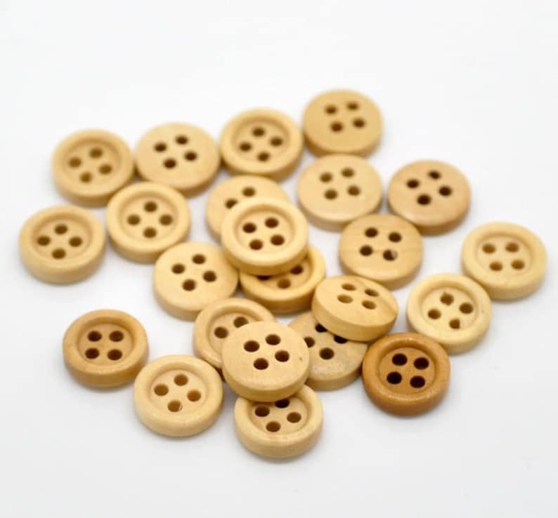 Natural Light Brown Wooden Buttons 11mm or 13mm 4 Hole - Etsy