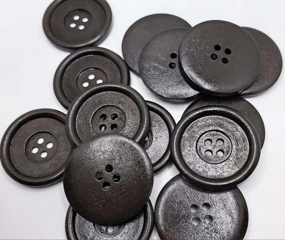 Wooden Buttons - Dark Brown - Large 40mm - Wood Button (butt-dkbrn-40mm ...