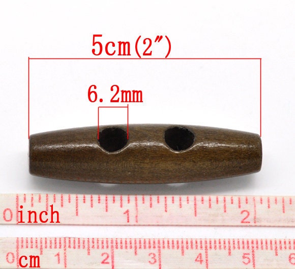 5 Large Toggle Wooden Buttons Dark Brown Finish 5cm X - Etsy