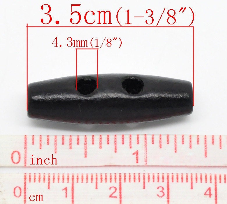 5 Toggle Wooden Buttons Black Finish 3.5x1.1cm - Etsy