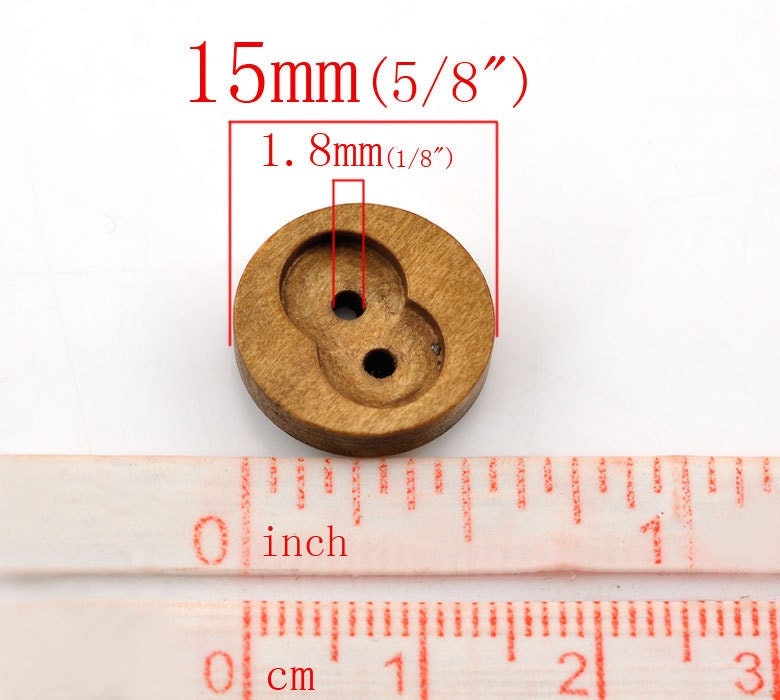 8 Brown Wooden Buttons - 15mm (5/8 Inch) - 2 Hole - Wood Button - Etsy