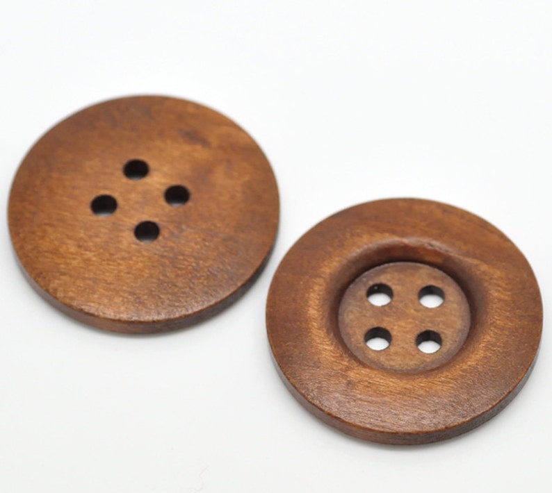 Large Brown Wooden Button 35mm 1 3/8 Inch 4 Hole Wood - Etsy