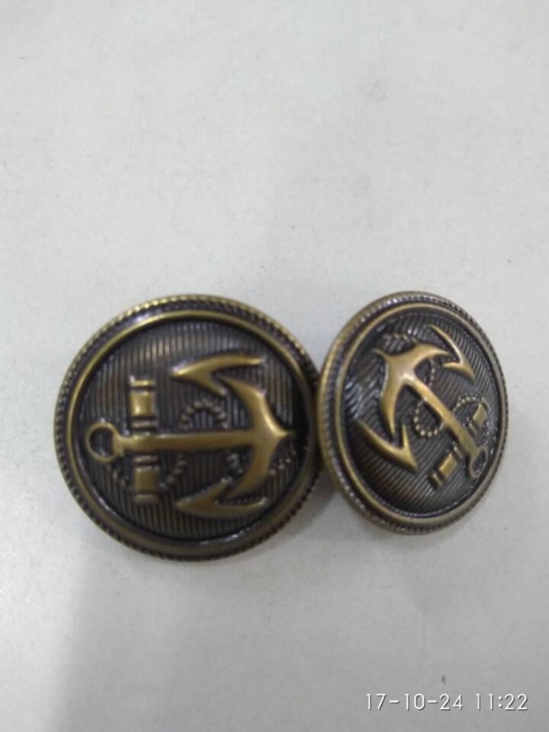 2 Large Bronze Nautical Anchor Buttons / Shank / 25mm in Diameter (1 ...