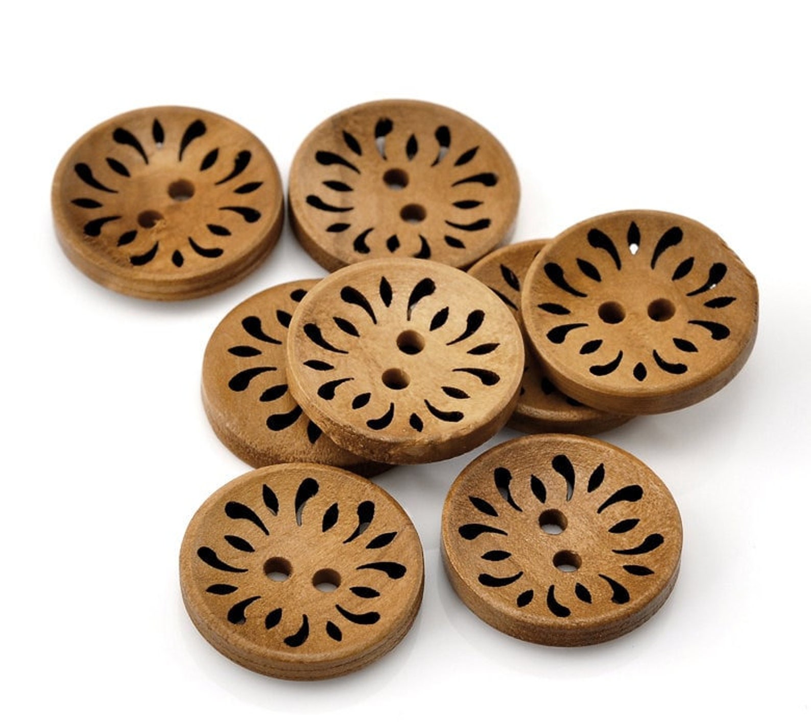 Brown Coffee Carved Wooden Buttons 23mm approx. 1 Inch 2 | Etsy