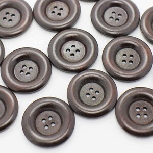 10 Large Dark Brown Coffee Wooden Button - 35mm - Approx. 1 3/8 Inch ...