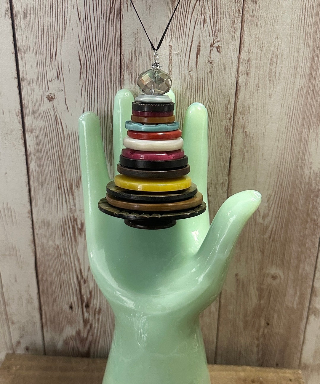 Handmade Stacked Vintage Button Tree Ornament - Etsy