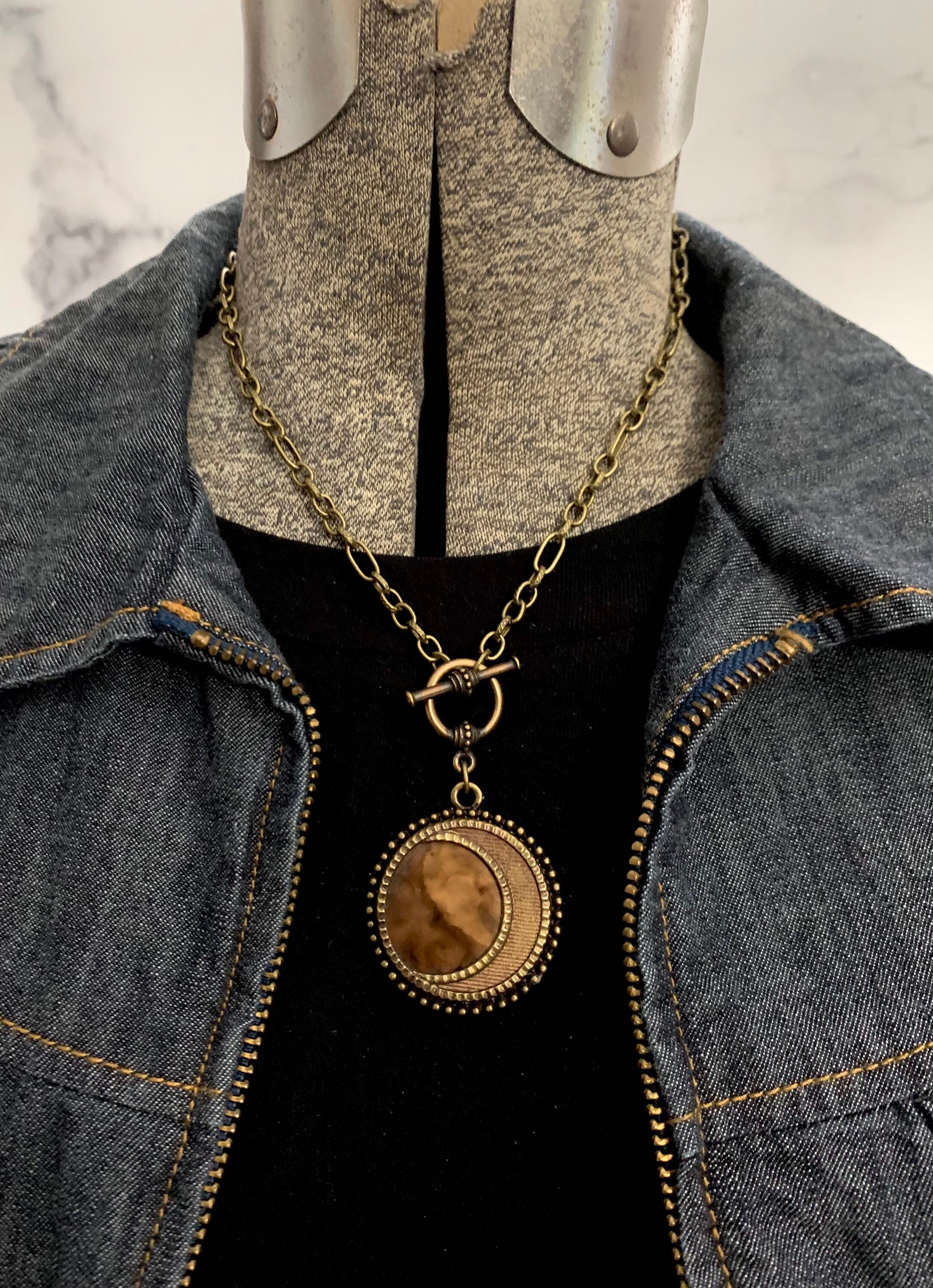 Victorian Celluloid Half Moon Button Necklace - Etsy