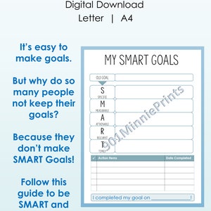 SMART Goals Worksheet! | Meet Your New Year's Resolutions | Succeed in ...