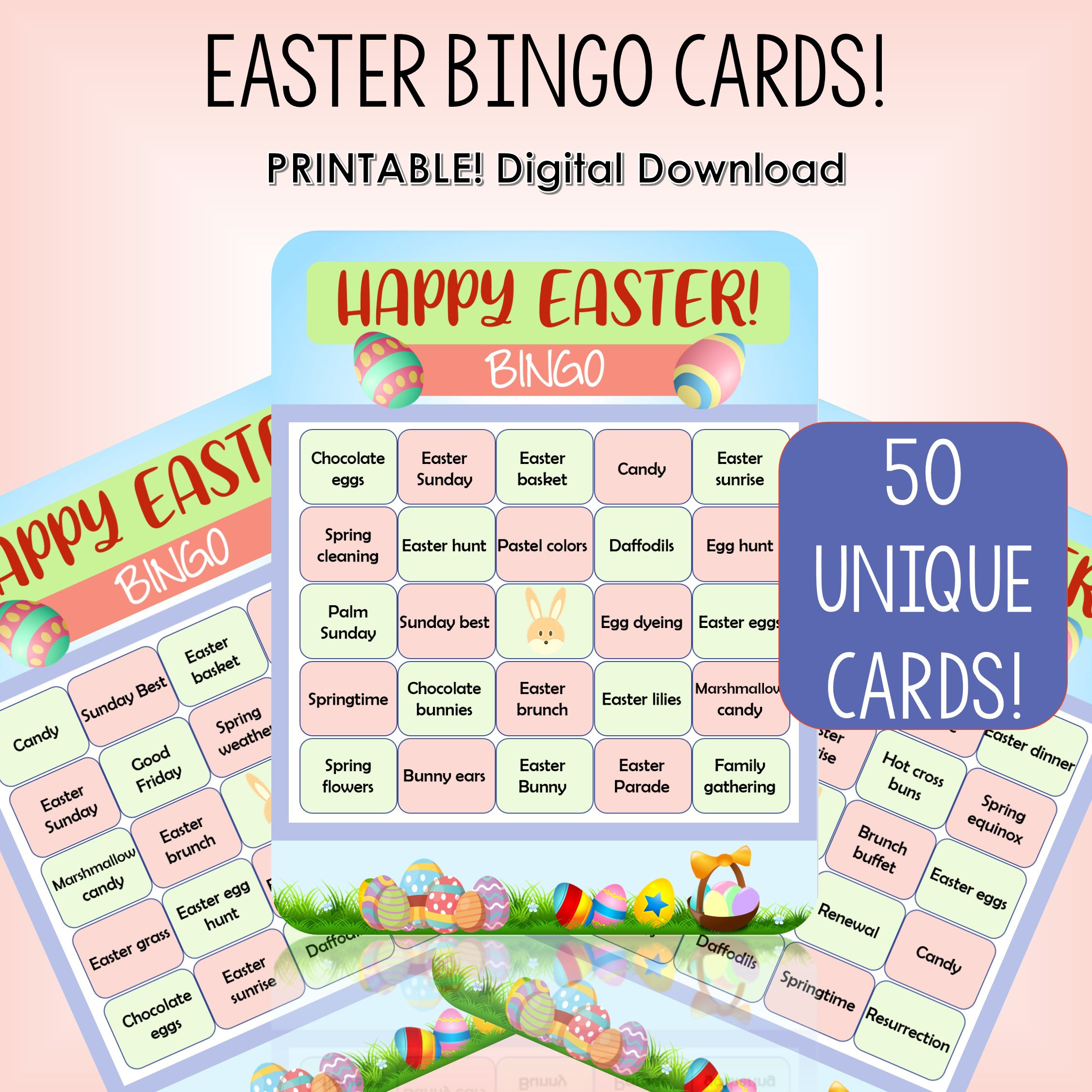 Easter Bingo Cards! | 50 Unique Cards | Perfect for Celebrations ...