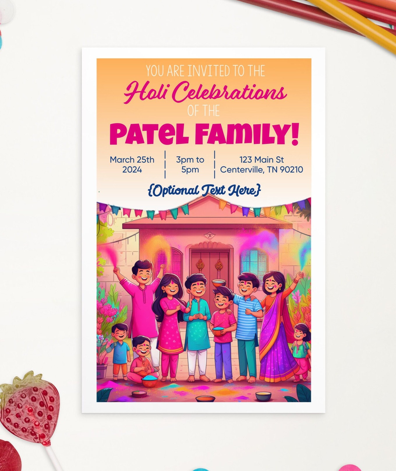 Holi Invitation Cards! | Personalize the Cards for Your Holi ...