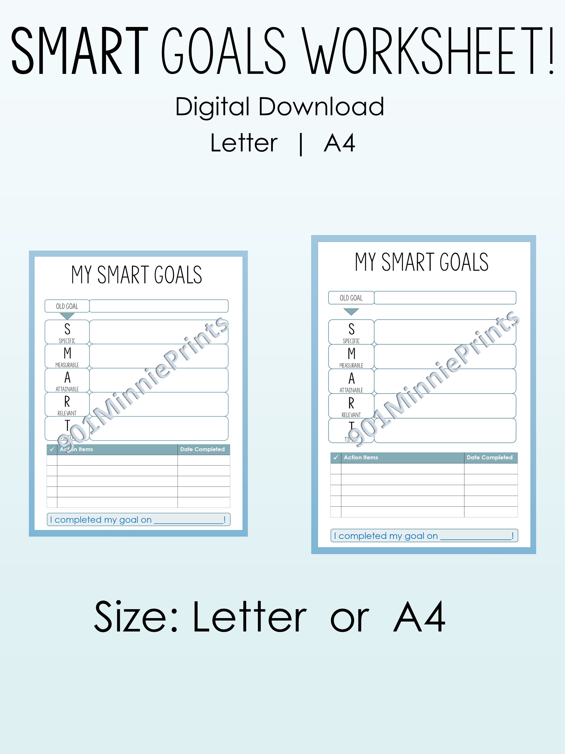 SMART Goals Worksheet Meet Your New Year's Resolutions Succeed in ...