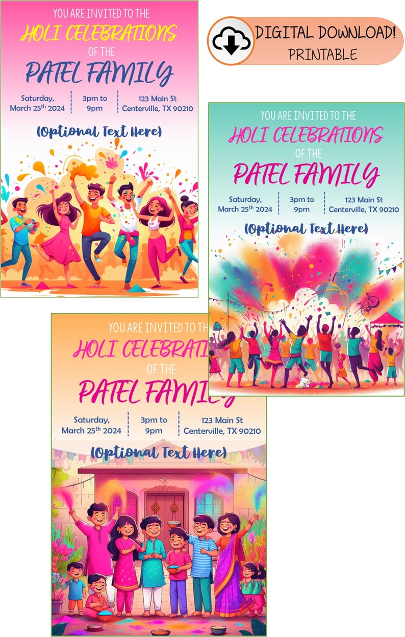 Printable Holi Invitation Card Personalize for Your Holi Celebration ...