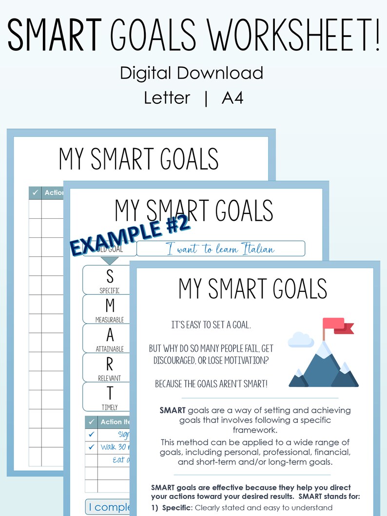 SMART Goals Worksheet! | Meet Your New Year's Resolutions | Succeed in ...