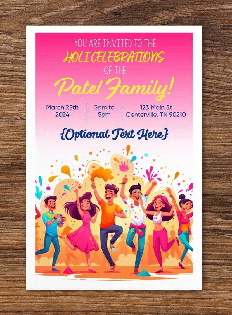 Printable Holi Invitation Card! | Personalize for Your Holi Celebration ...