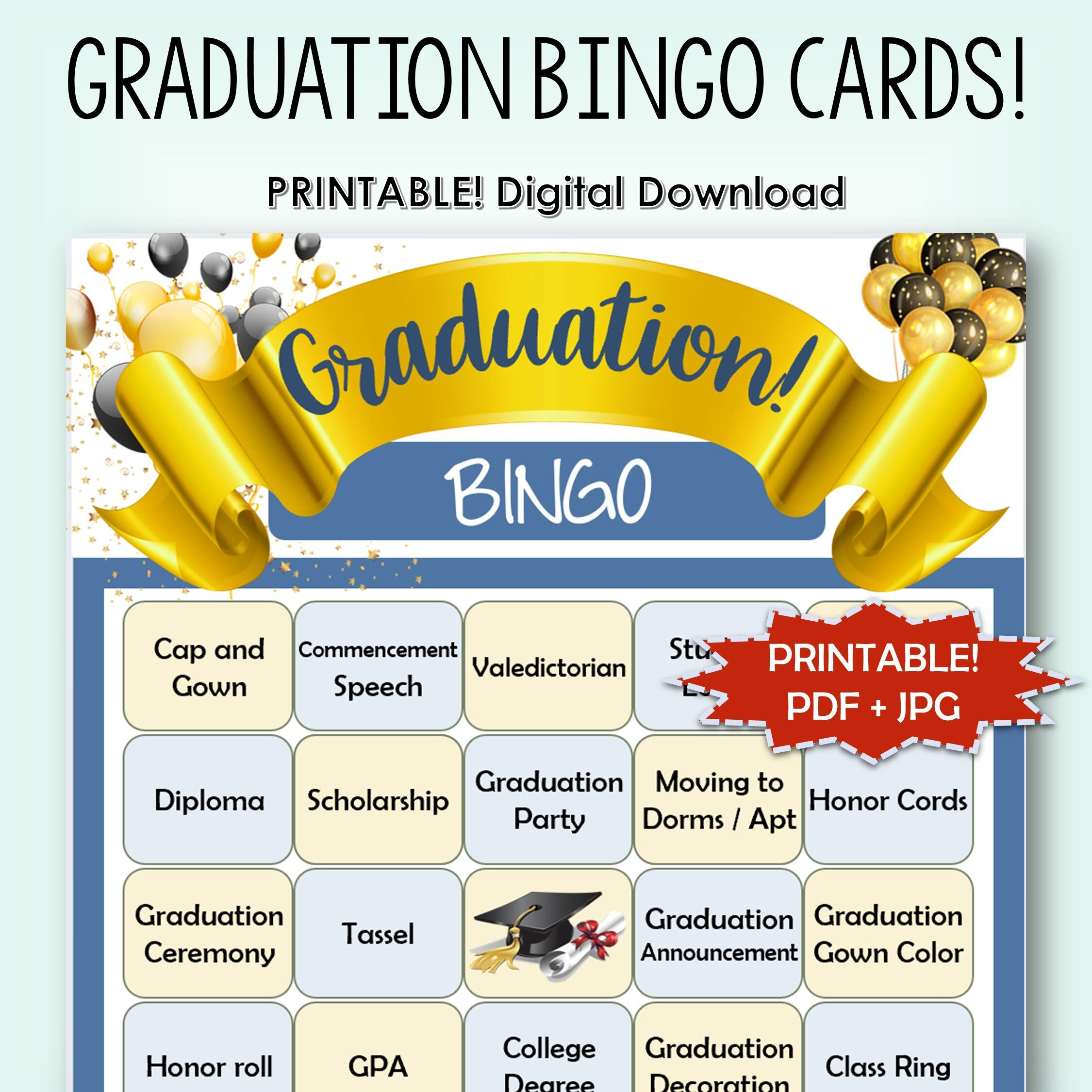 Graduation Bingo Cards! | 50 Unique Cards | Perfect for Celebrations ...