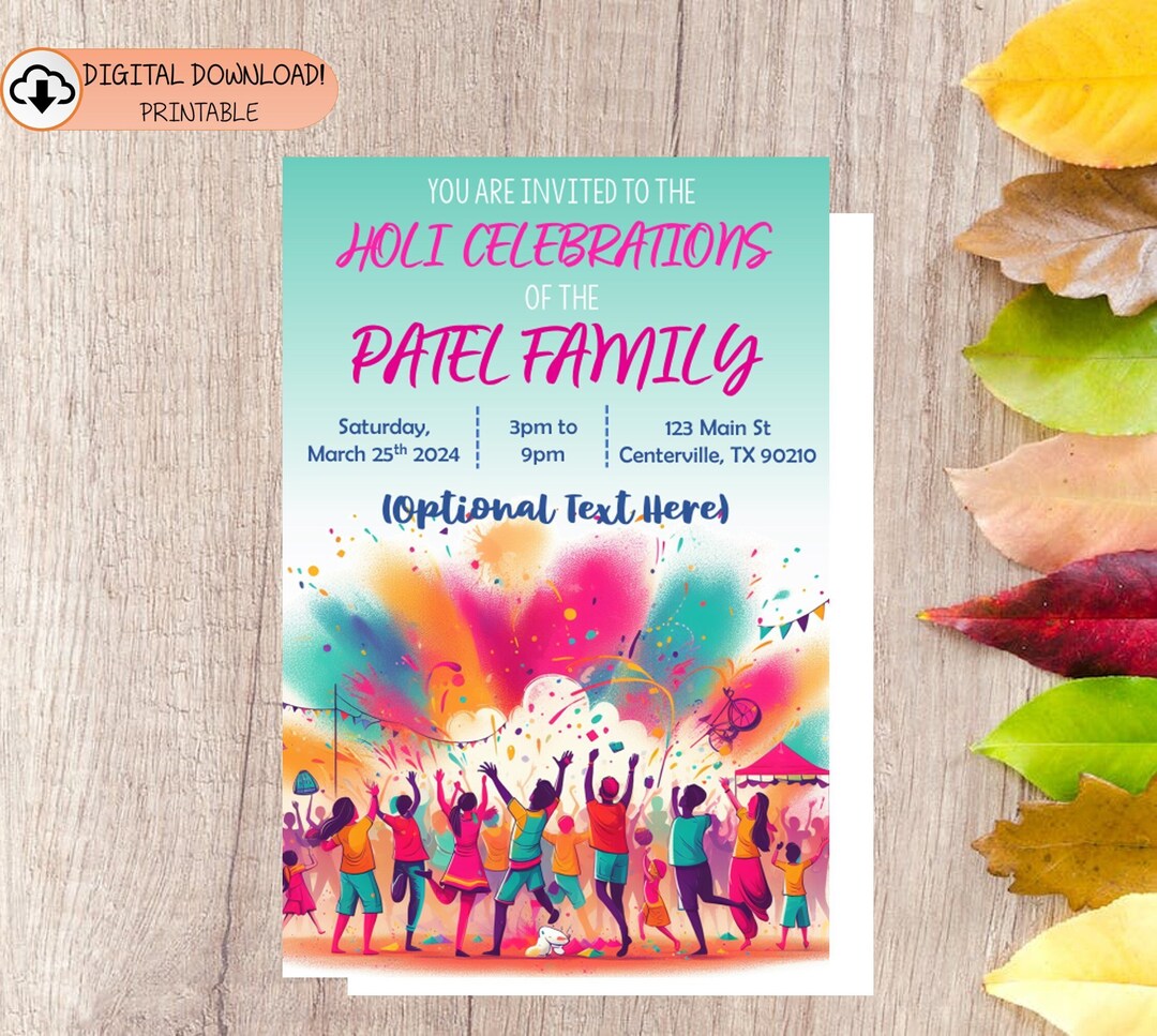 Printable Holi Invitation Card! | Personalize for Your Holi Celebration ...