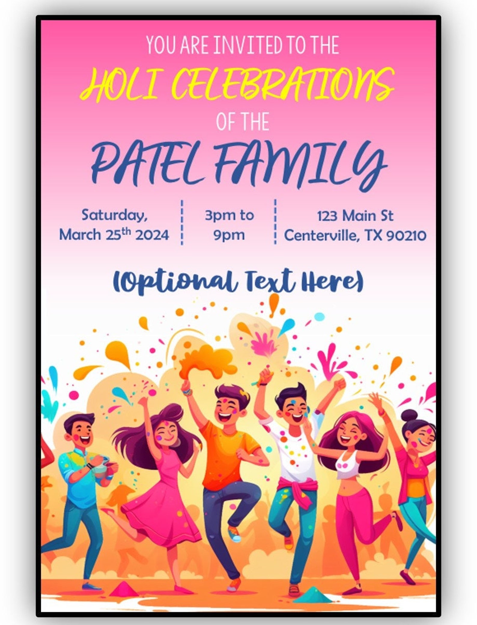 Printable Holi Invitation Card! | Personalize for Your Holi Celebration ...