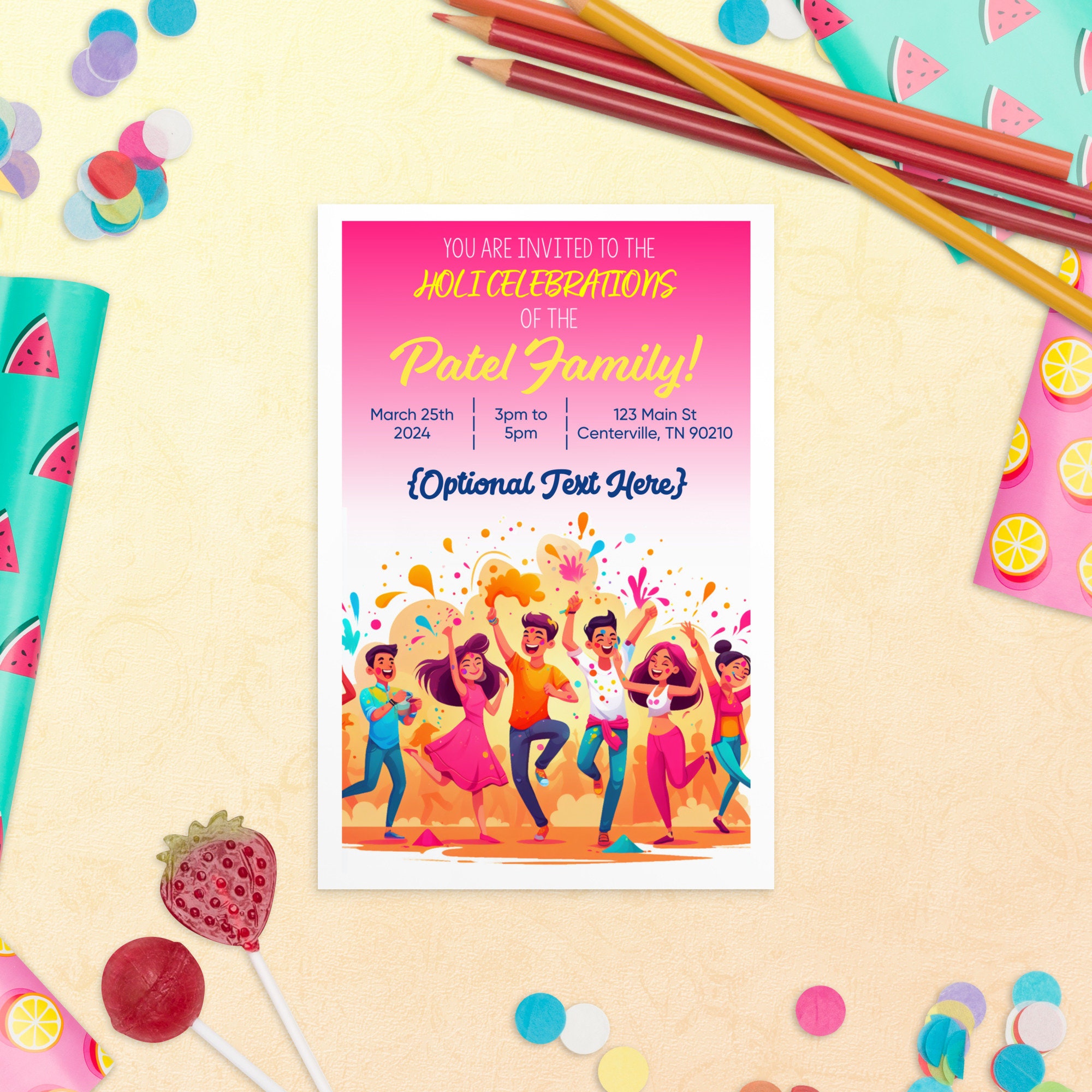 Printable Holi Invitation Card! | Personalize for Your Holi Celebration ...