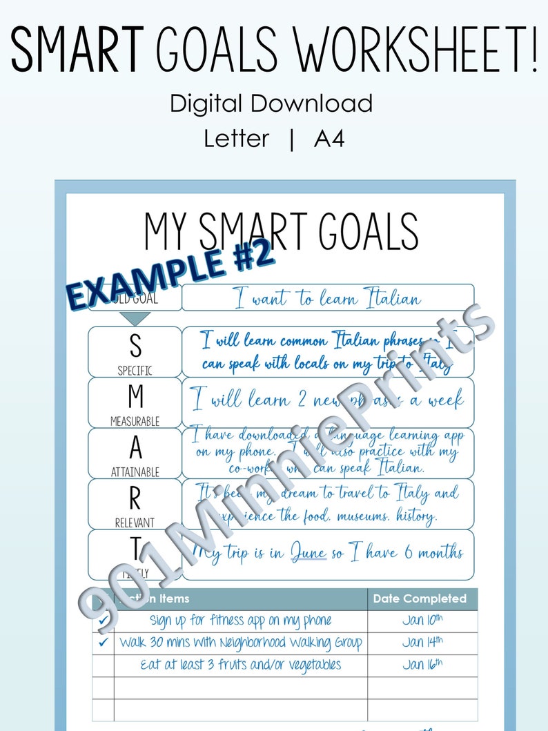 SMART Goals Worksheet! | Meet Your New Year's Resolutions | Succeed in ...