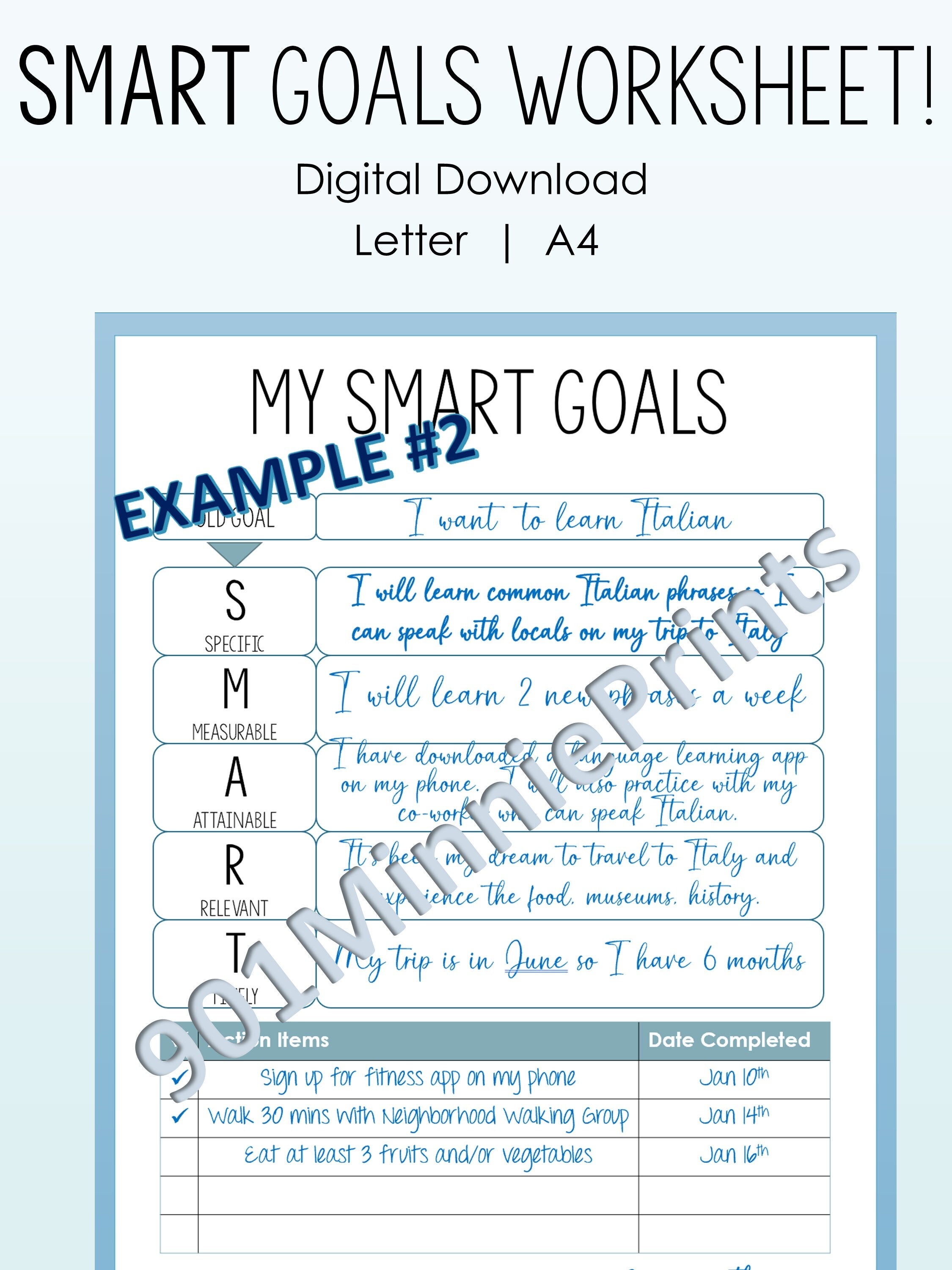 SMART Goals Worksheet! | Meet Your New Year's Resolutions | Succeed in ...