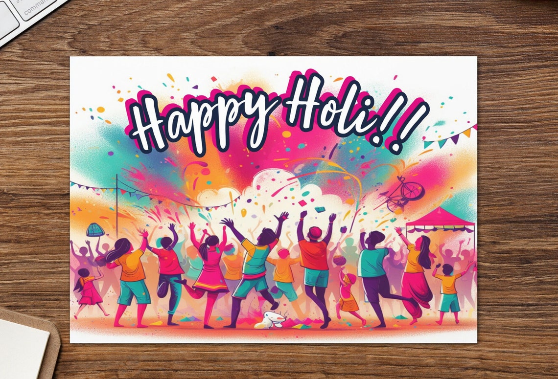 Holi Greeting Card! | Happy Holi! | Holi Greeting | Indian Cards | Holi ...