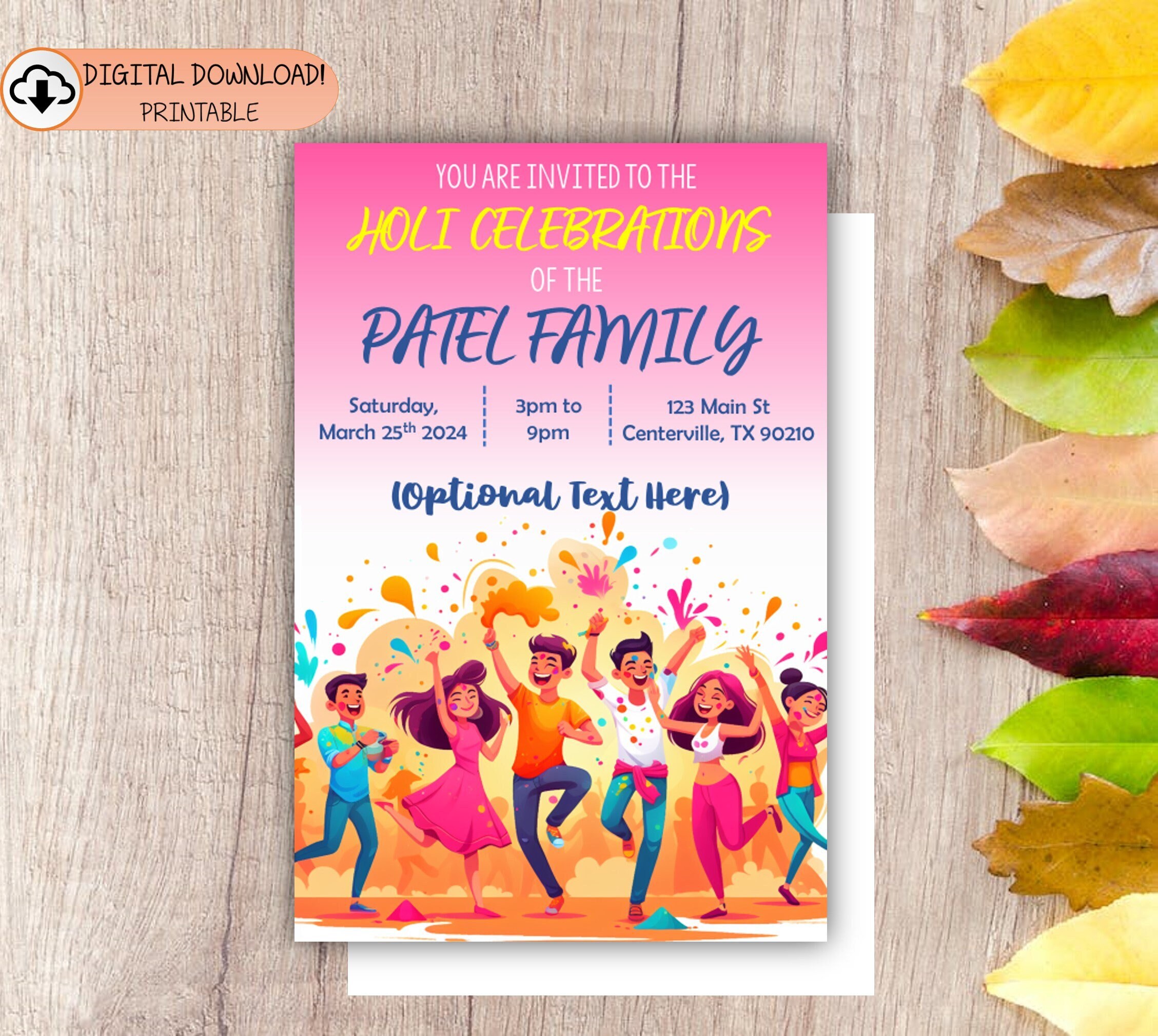 Printable Holi Invitation Card Personalize for Your Holi Celebration ...