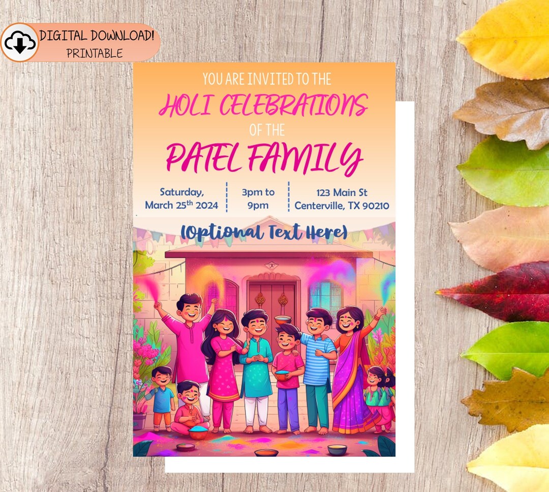 Printable Holi Invitation Card Personalize for Your Holi Celebration ...