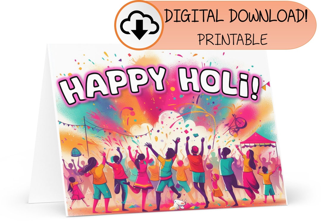 Printable Holi Greeting Card Happy Holi Holi Greeting Holi Indian ...