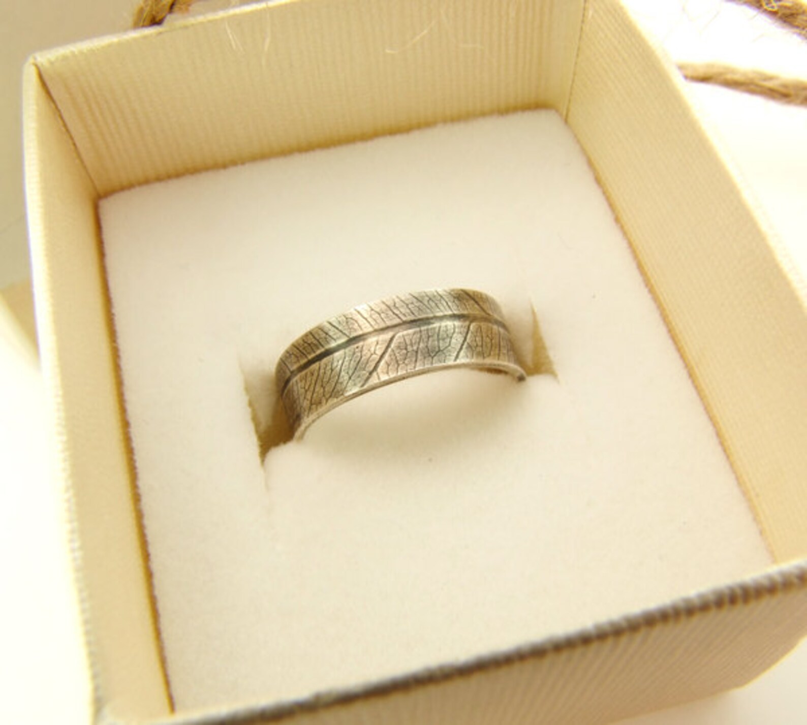 Sterling Silver Ring With Leaf Imprint Silver Purity Ring - Etsy
