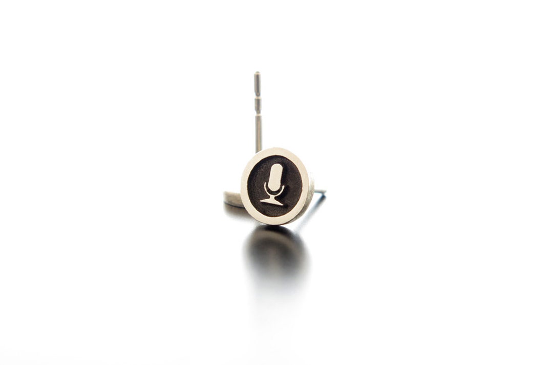 Singer Earrings, Silver Studs,best Dj Gifts,microphone Earrings,gifts ...