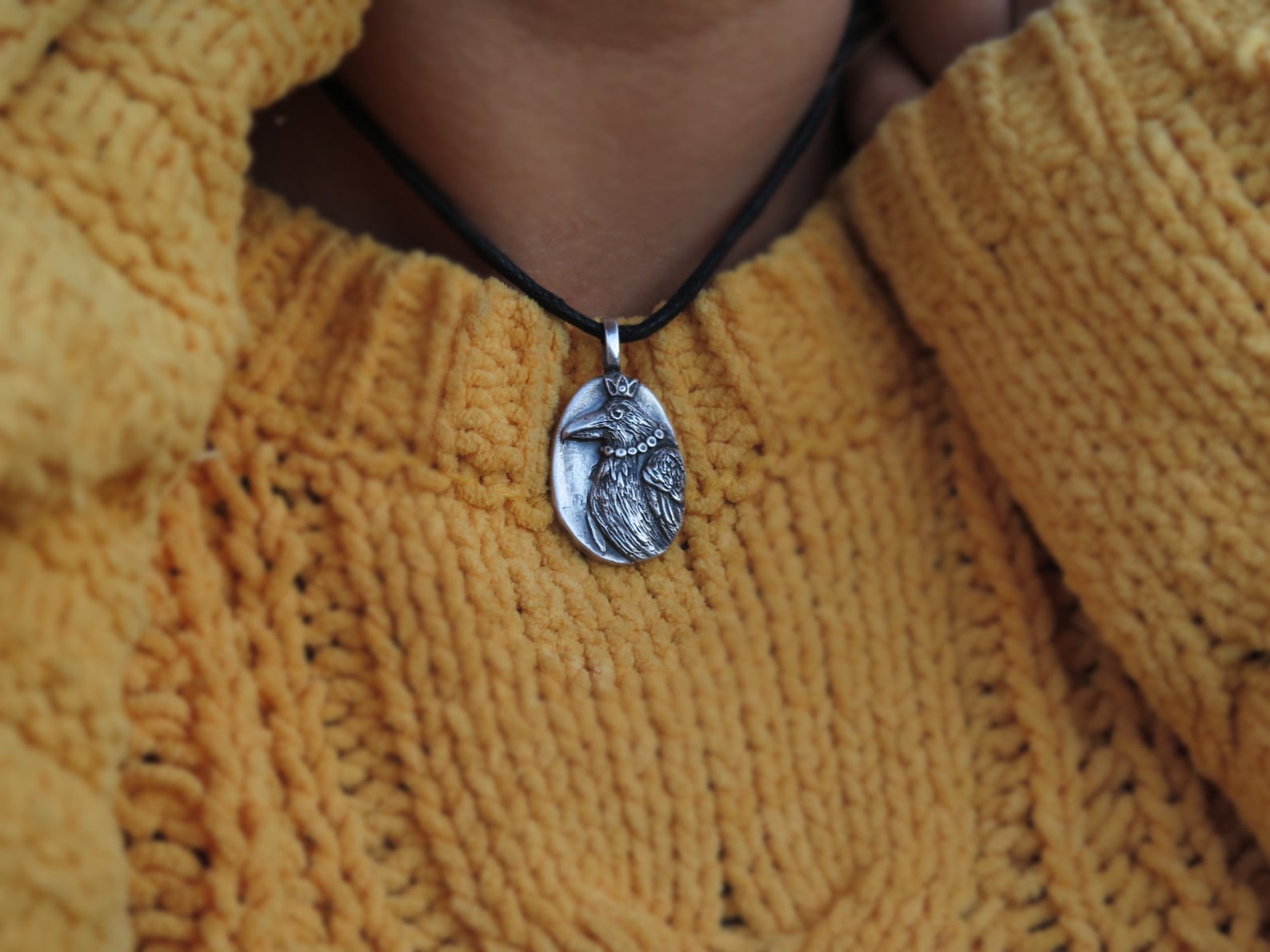 Crow Silver Pendant Crow Amulet Pendant Raven Pendant - Etsy