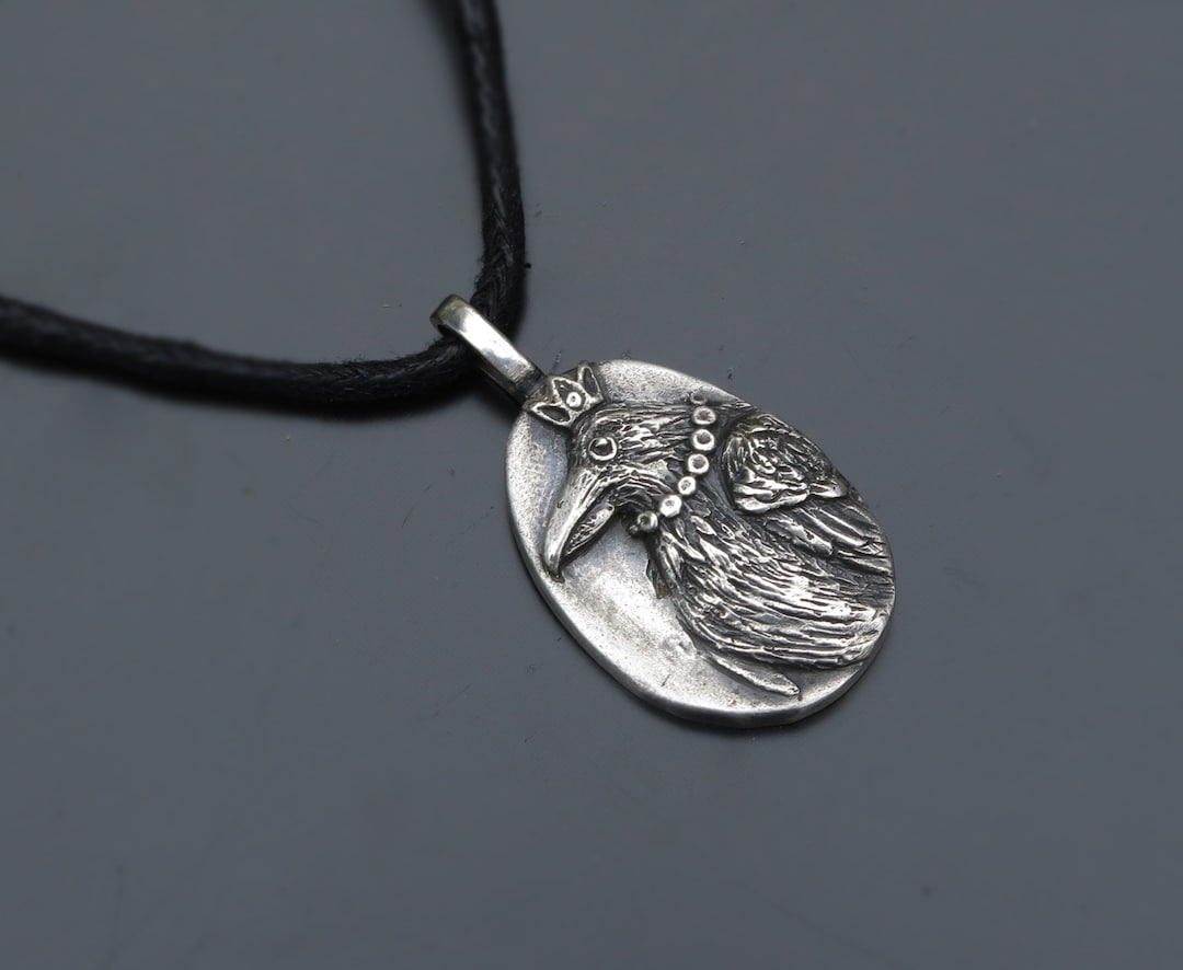 Crow Silver Pendant, Crow Amulet Pendant, Raven Pendant, Jewelry for ...