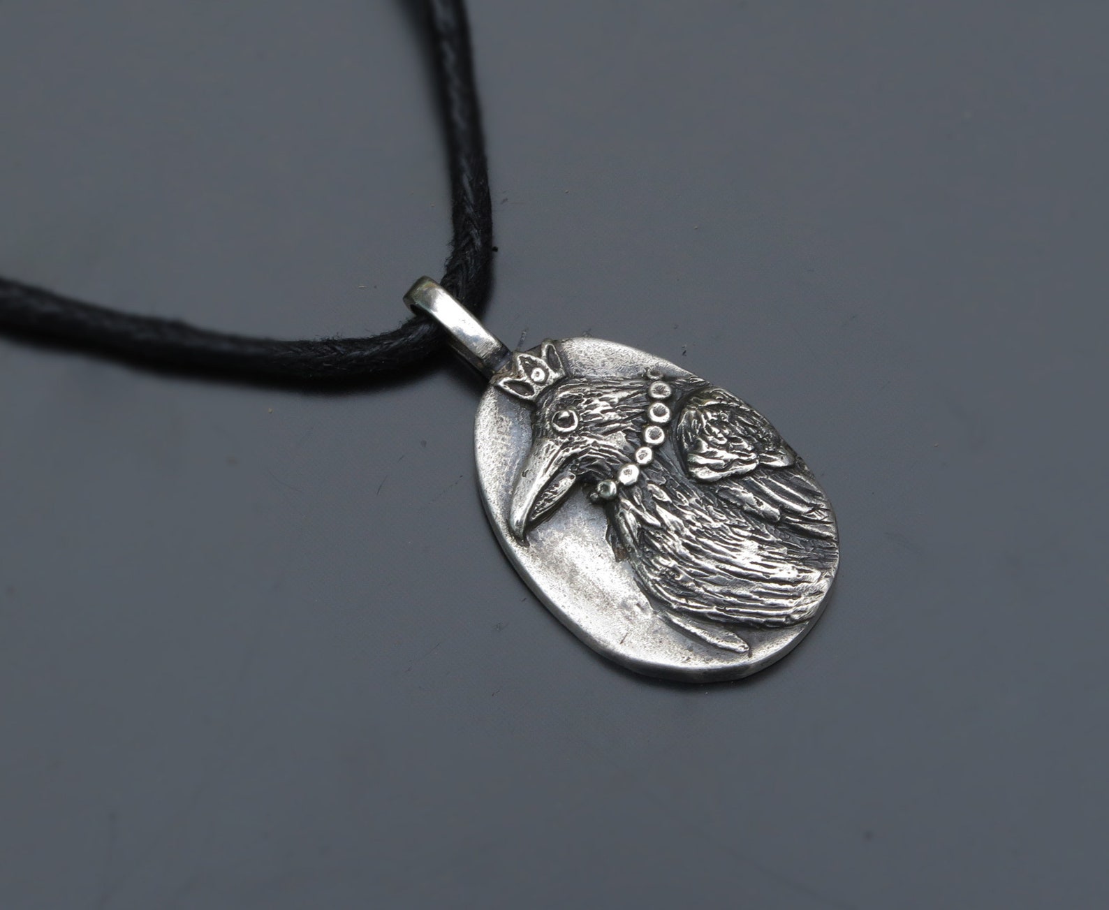 Crow Silver Pendant Crow Amulet Pendant Raven Pendant - Etsy