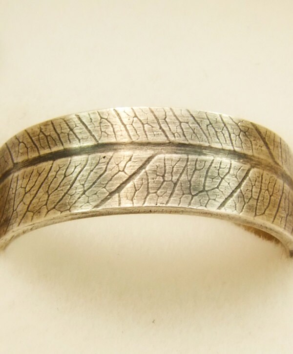 Sterling Silver Ring With Leaf Imprint Silver Purity Ring - Etsy