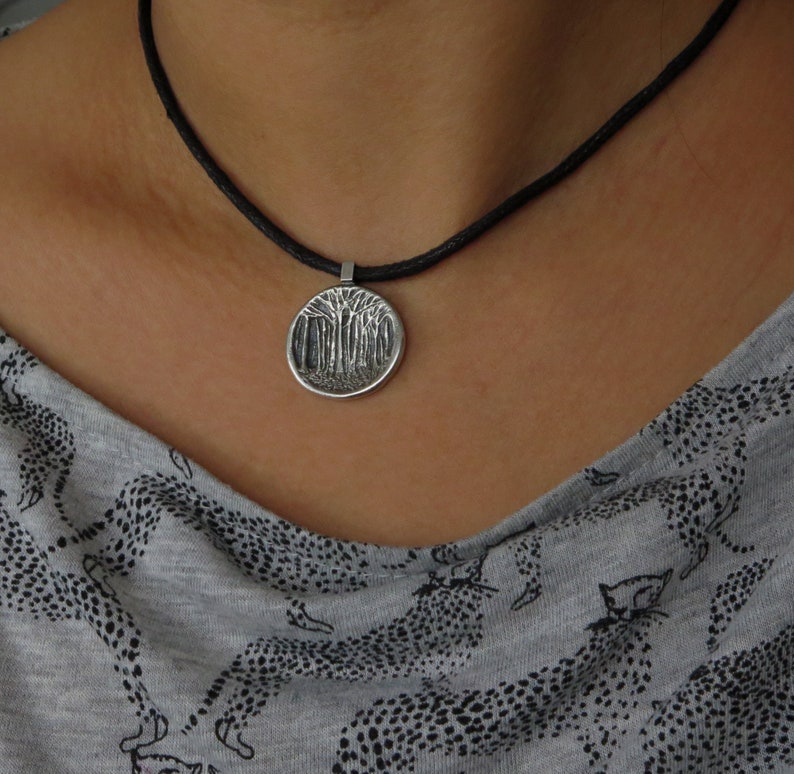 Forest Pendant Sterling Silver Silver Forest Necklace Nature - Etsy