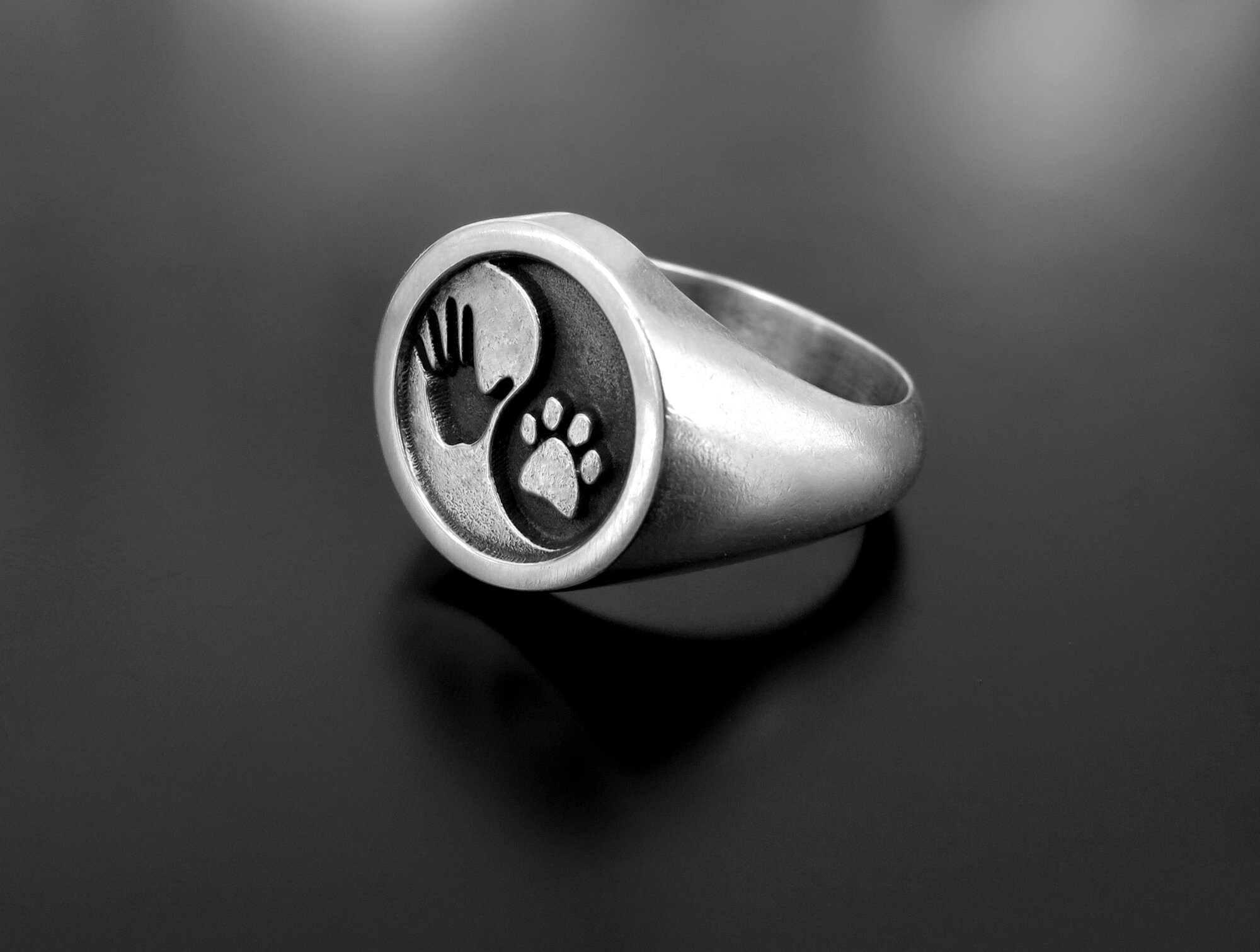 Paw Ring, Dog Paw Ring, Dog Ring, Paw Signet Ring, Palm Signet Ring ...
