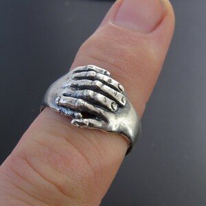 Clasped Hands Silver Ring, Hands Ring , Handmade Hands Jewelry, Hugging ...