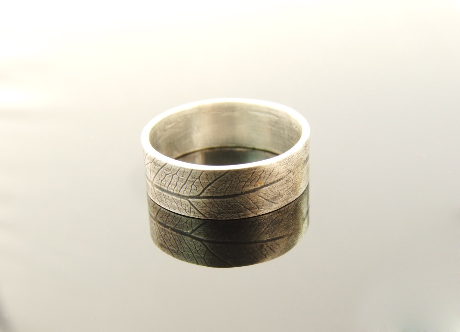 Sterling Silver Ring With Leaf Imprint Silver Purity Ring - Etsy