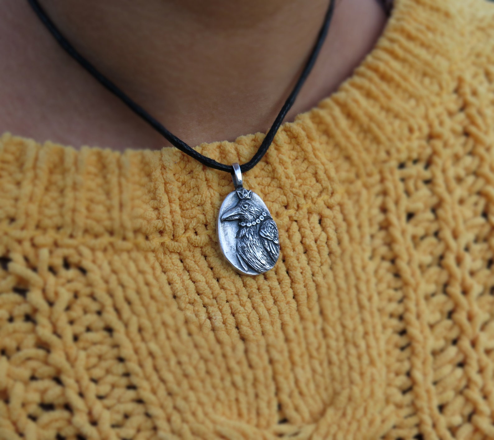 Crow Silver Pendant Crow Amulet Pendant Raven Pendant - Etsy