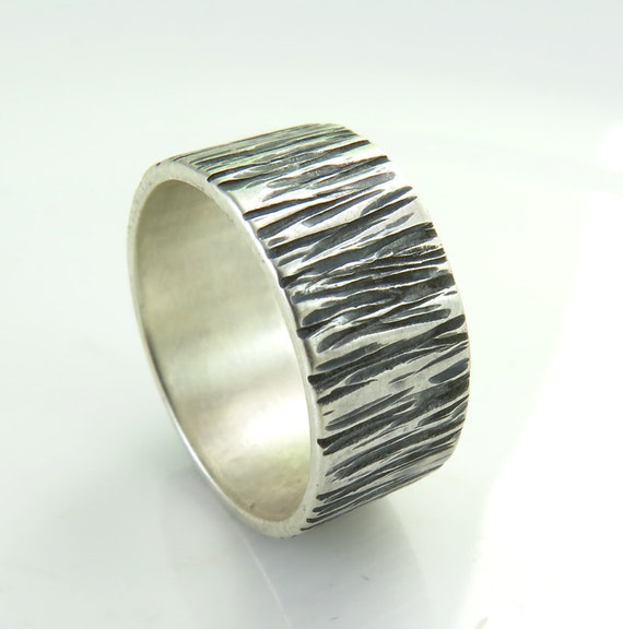 Sterling Silver Ring With Wood Texture art Jewelry Unisex | Etsy