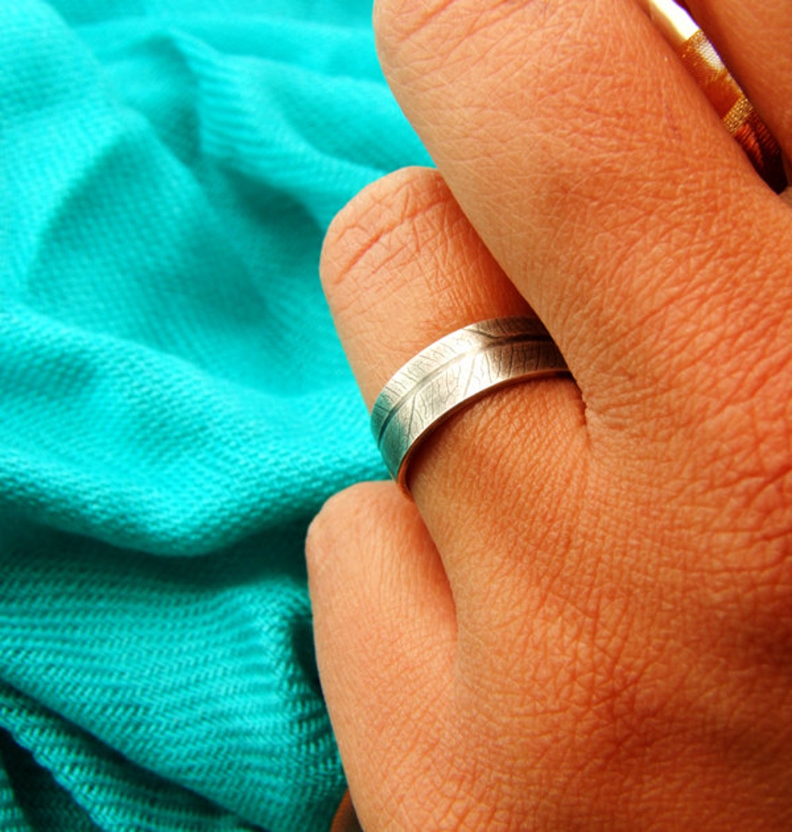Sterling Silver Ring With Leaf Imprint Silver Purity Ring - Etsy