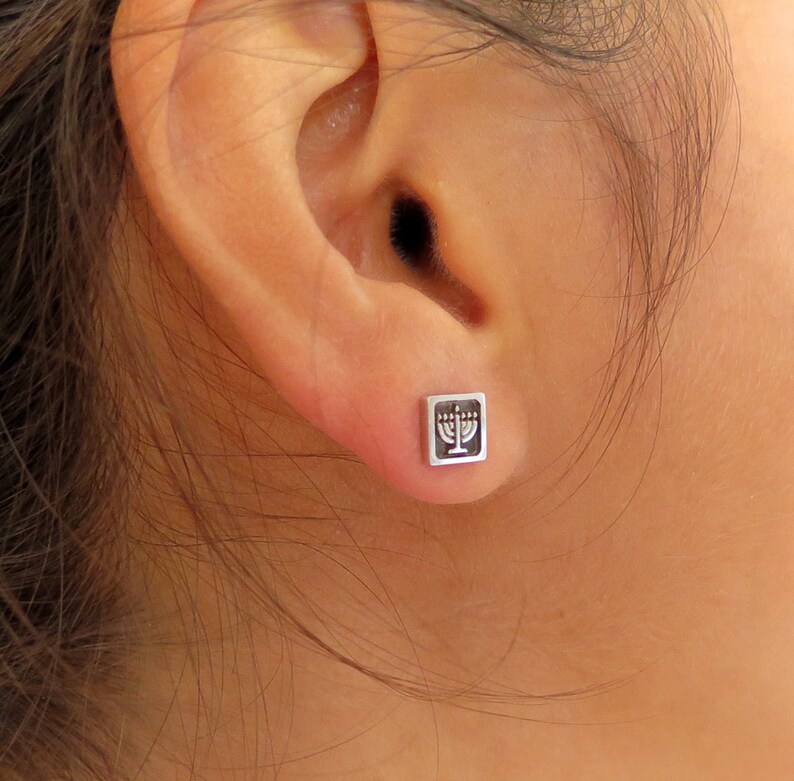 Silver Menorah Earrings Jewish Jewelry Judaic Jewelry - Etsy