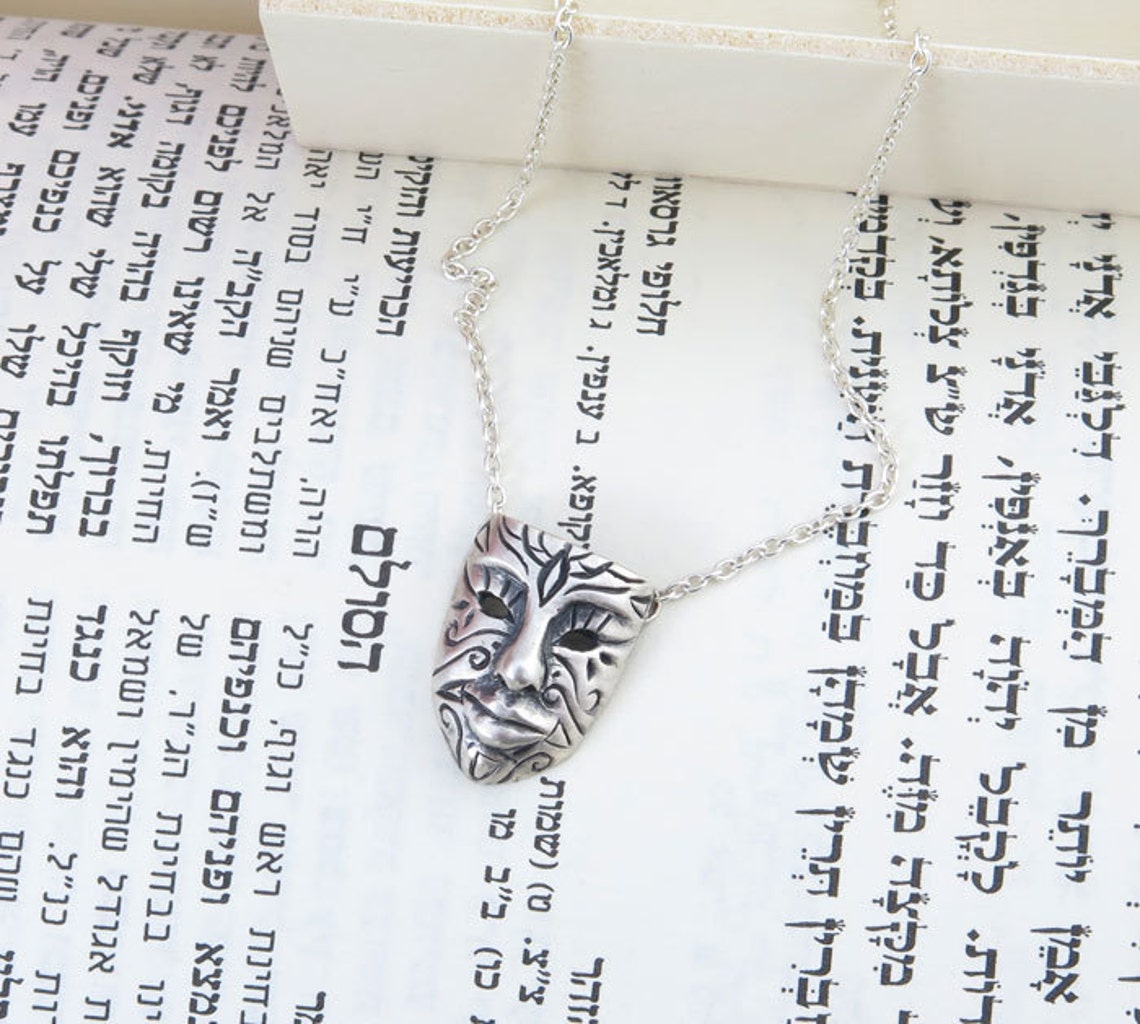 Decorative Mask Pendant, Silver Mask, Sterling Pendant,dramatic Actor ...