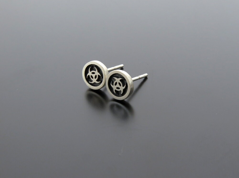 Biohazard Symbol, Biohazard Earrings, Silver Earrings, Biohazard Symbol ...