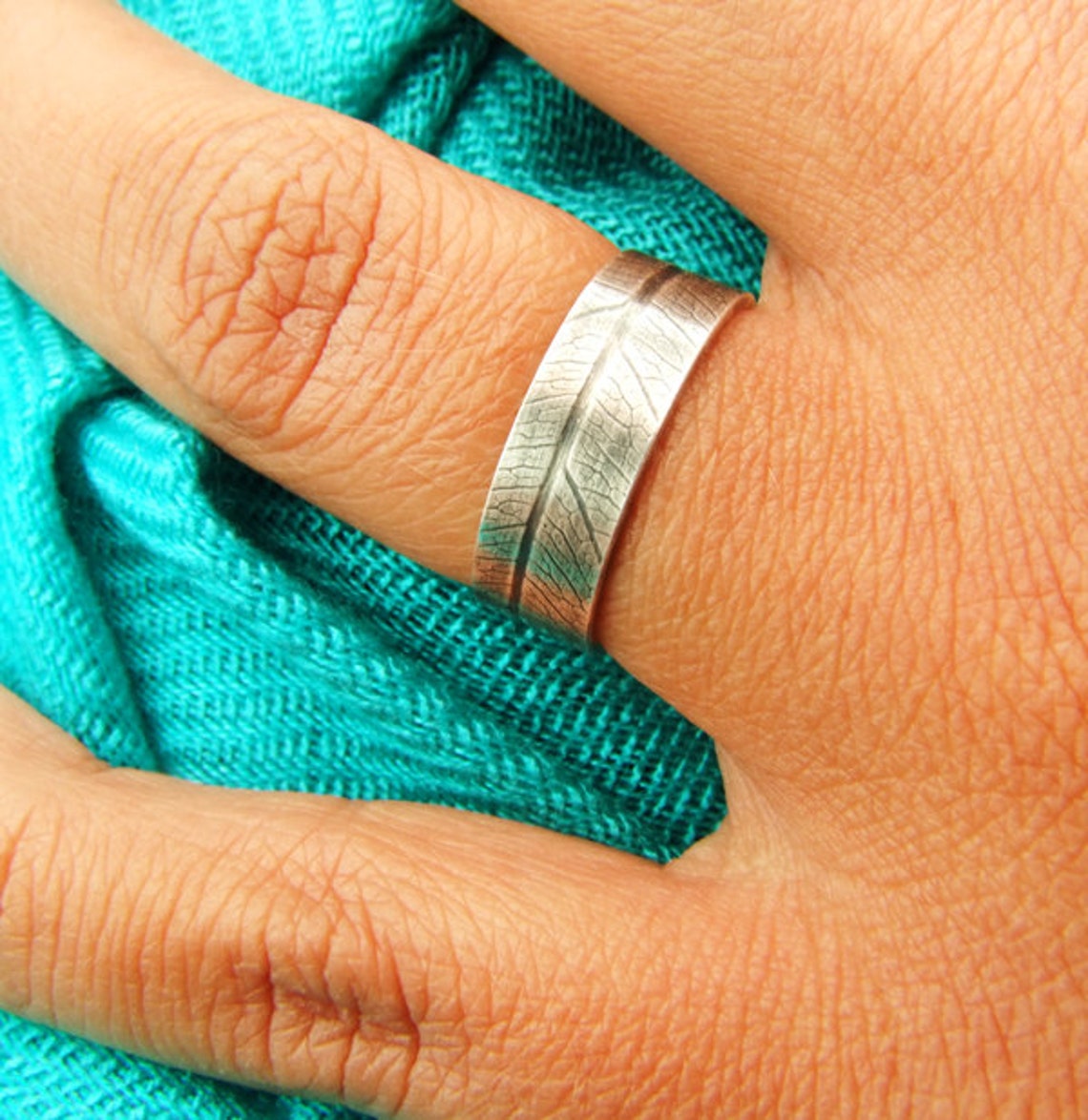 Sterling Silver Ring With Leaf Imprint Silver Purity Ring - Etsy