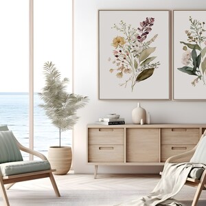 Neutral Floral Wall Art Set of 3, Bedroom Living Room Wall Decor ...