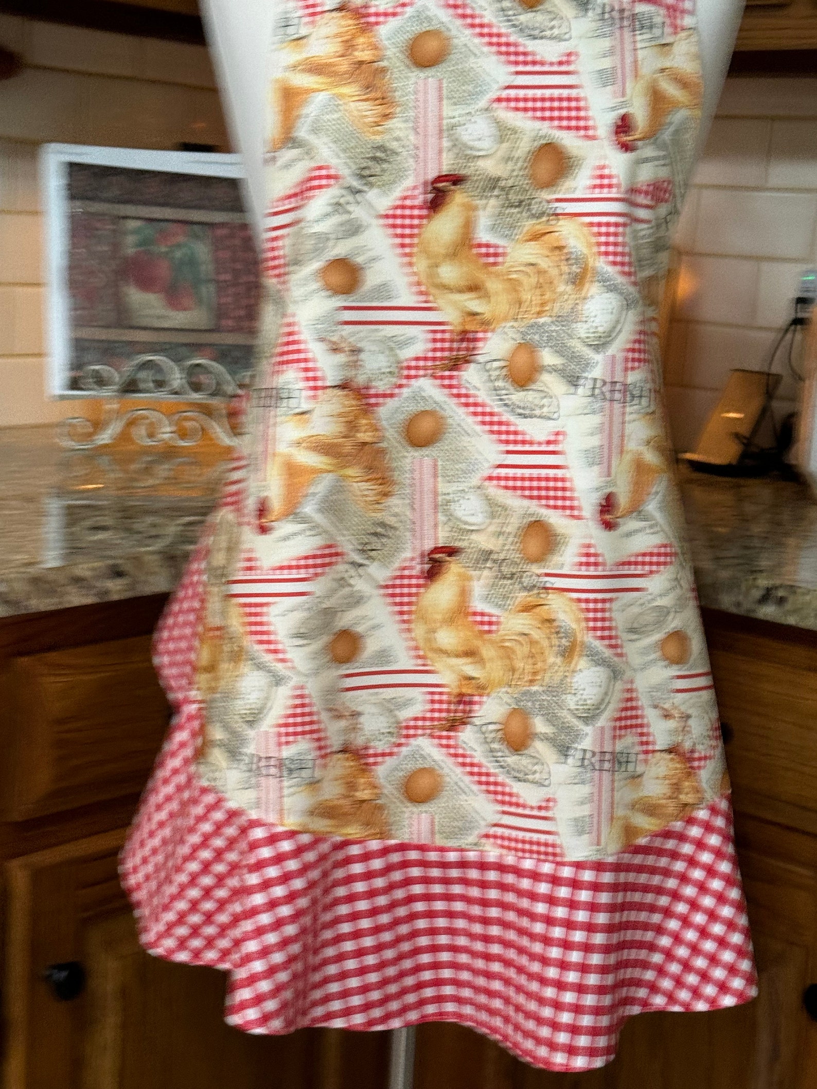 Vintage-inspired Red Chickens Apron, Playful Ladies Pinny, Reversible ...