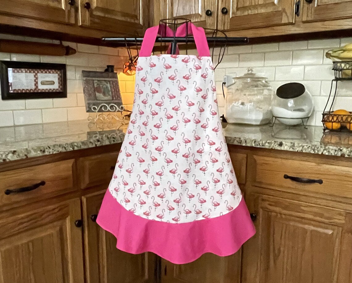 Pink Flamingo Apron- Flower Print Apron for Her ,florida Flamingo ...