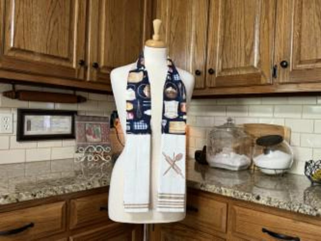 Embroidered Towel Kitchen Boa, Neck Scarf, Great Gift for Mom, Neck ...